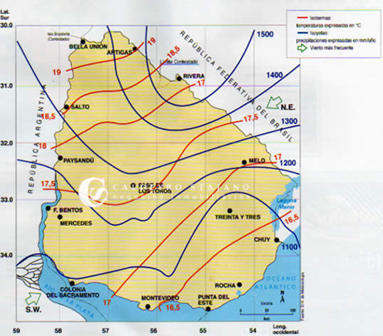 GEOGRAFÍA TERCER AÑO: MAPA DE ISOTERMAS E ISOYETAS